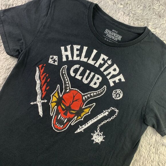 Netflix | Shirts | Stranger Things Shirt Mens Medium Black Hellfire ...